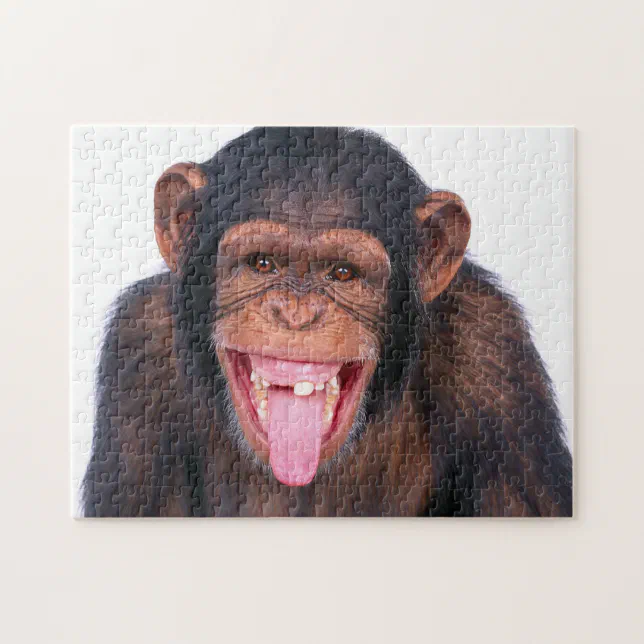Funny Chimpanzee Portrait, Jigsaw Puzzle | Zazzle