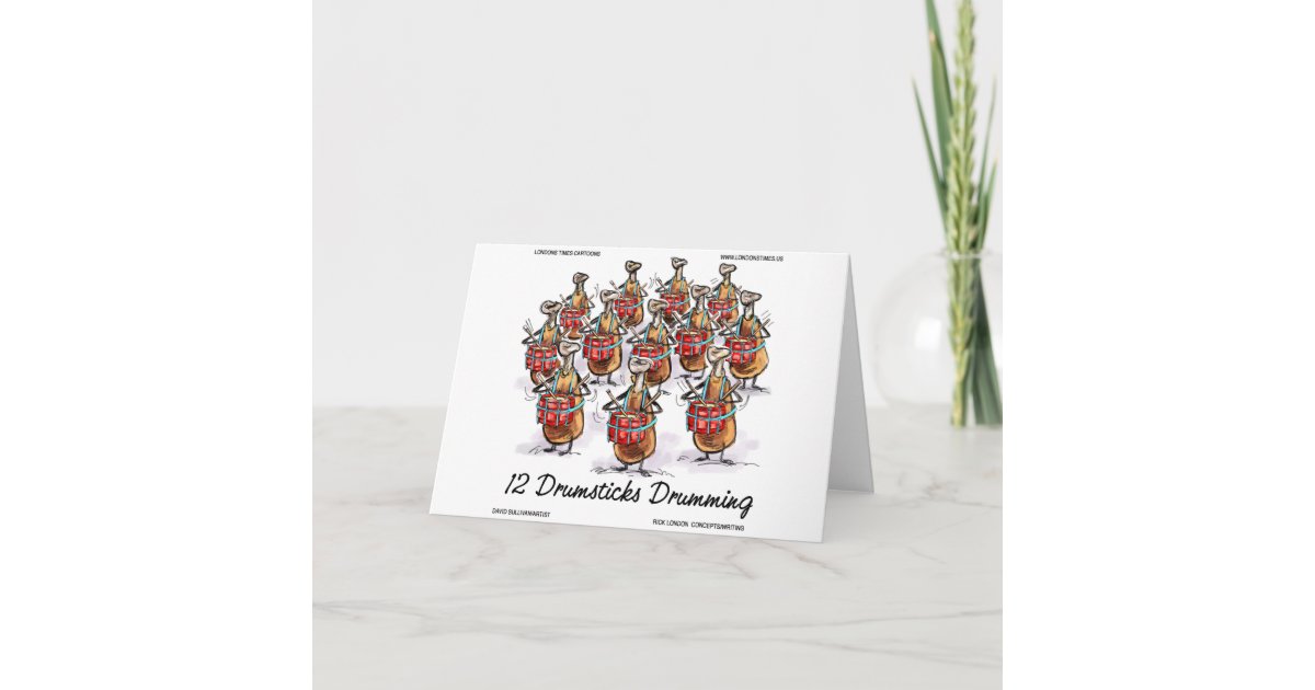 Funny Christmas 12 Drumsticks Drumming Gifts & Tee Holiday Card | Zazzle