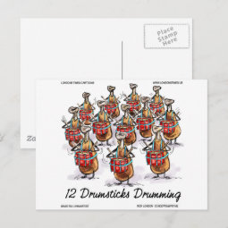 Funny Christmas 12 Drumsticks Drumming Gifts & Tee Holiday Postcard ...