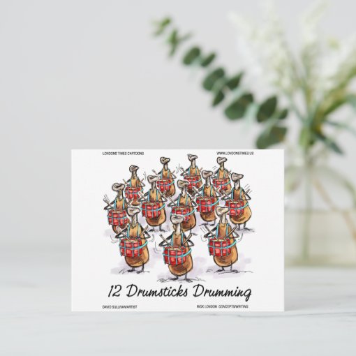 Funny Christmas 12 Drumsticks Drumming Gifts & Tee Holiday Postcard ...