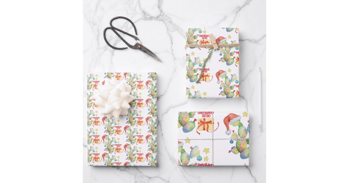 Funny Christmas Cactus Covid 2020 Wrapping Paper Sheets | Zazzle