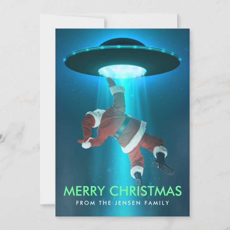 Funny Christmas Cards | Holiday Cards | Santa UFO | Zazzle