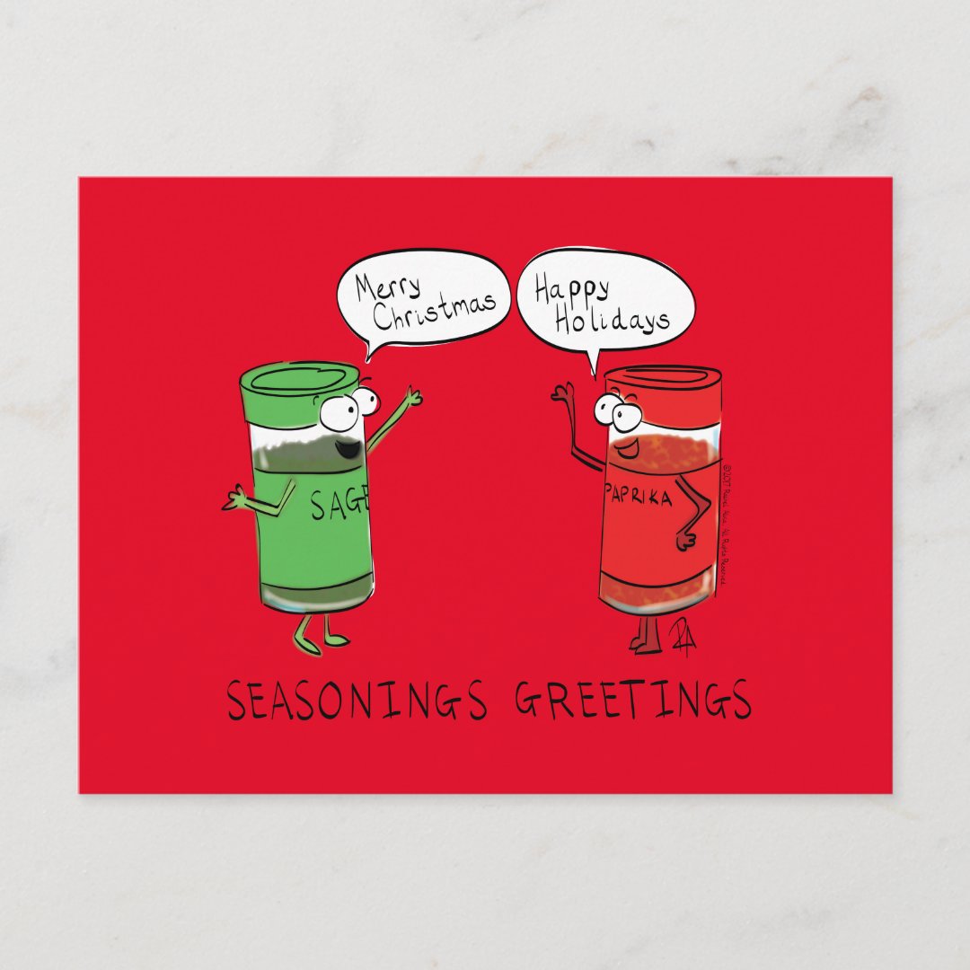 Funny Christmas Cartoon Cooking Spices Postcard | Zazzle