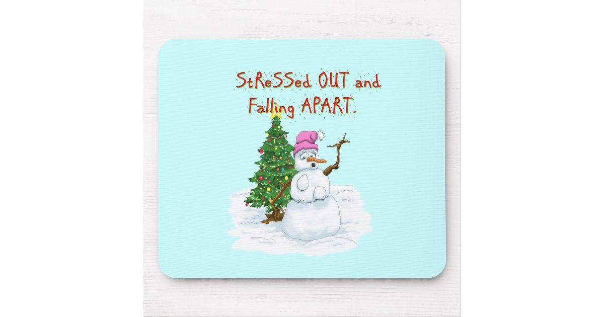 Funny Christmas cartoon of lady snowman Mouse Pad | Zazzle