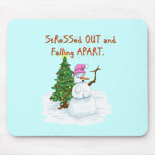 Funny Christmas cartoon of lady snowman Mouse Pad | Zazzle