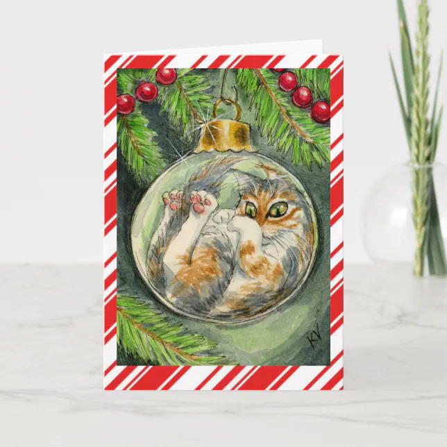 Funny Christmas Cat greeting card | Zazzle