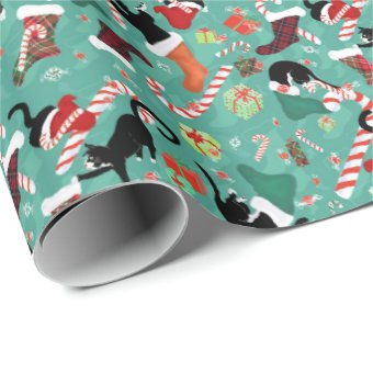 Funny Christmas Cats and Stockings Wrapping Paper | Zazzle