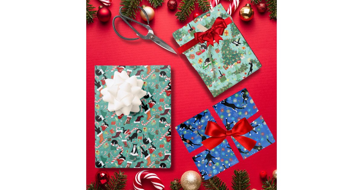 Funny Christmas Cats and Stockings Wrapping Paper Sheets | Zazzle