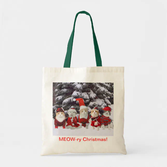 Funny Christmas Cats Tote Bag | Zazzle