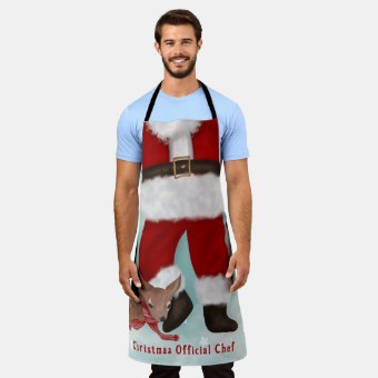 Funny Christmas chef santa suit and deer Apron | Zazzle