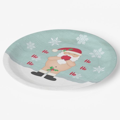 Funny Christmas Cute Custom Naughty Santa Paper Plates | Zazzle