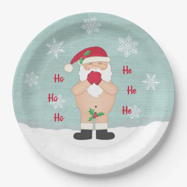 Funny Christmas Cute Custom Naughty Santa Paper Plates | Zazzle