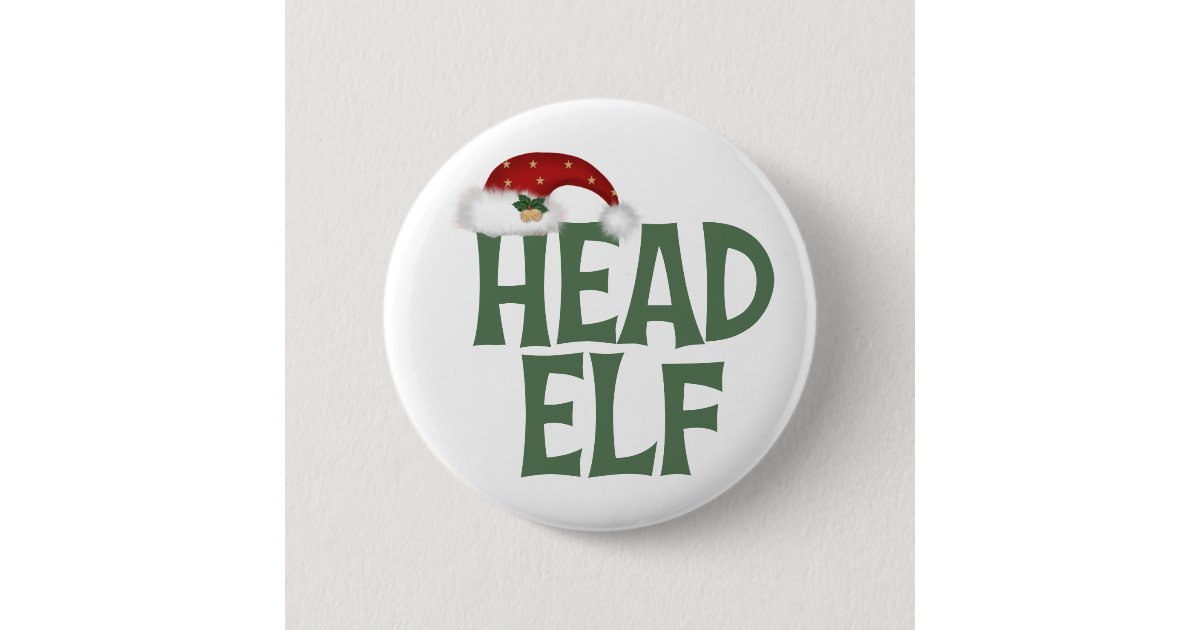 Funny Christmas Elf Button | Zazzle