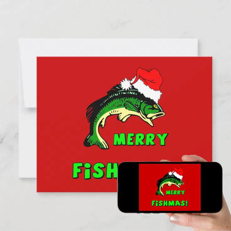 Funny Christmas fishing Holiday Card | Zazzle