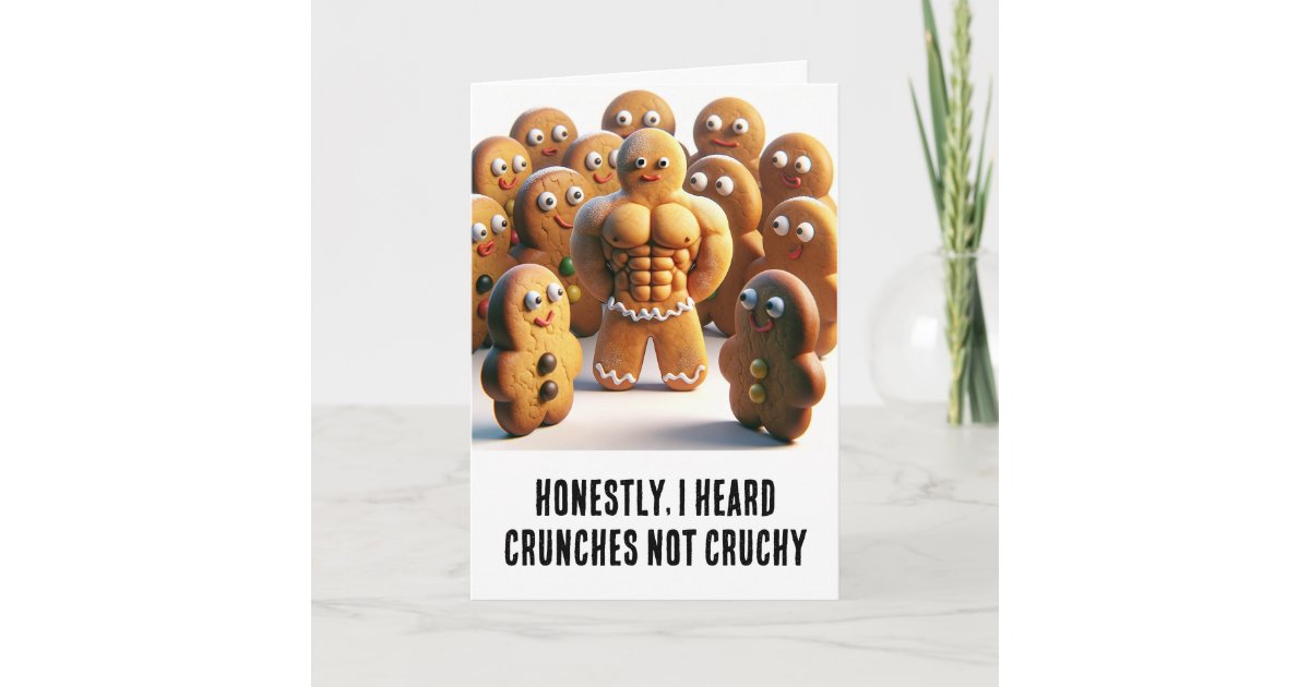 Funny Christmas: Gingerbread men six pack abs Card | Zazzle