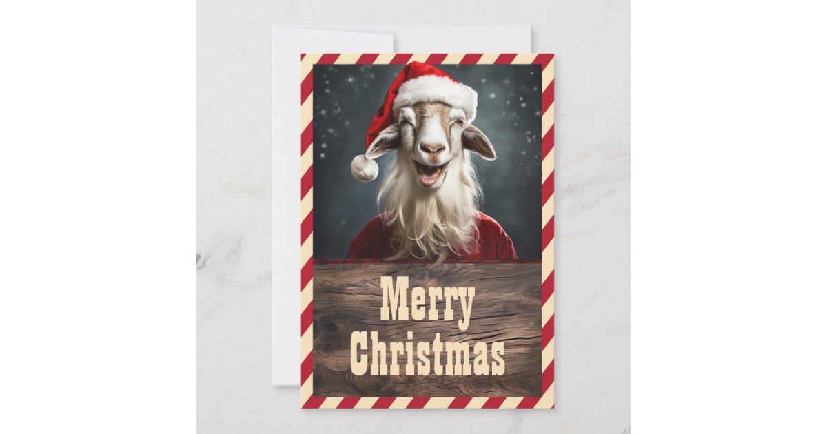 Funny Christmas Goat Holiday Card | Zazzle