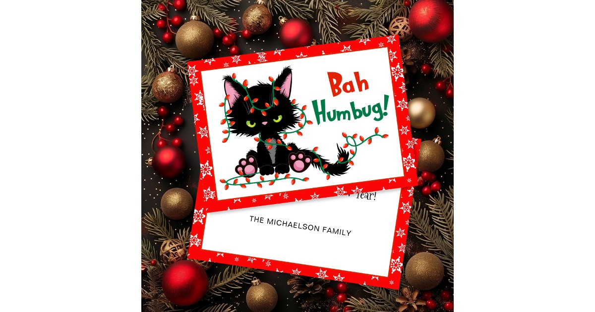 Funny Christmas Grumpy Cat Bah Humbug Card | Zazzle