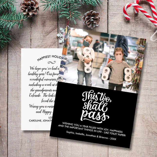 Funny Christmas Holiday Family Photo Custom Text Postcard | Zazzle
