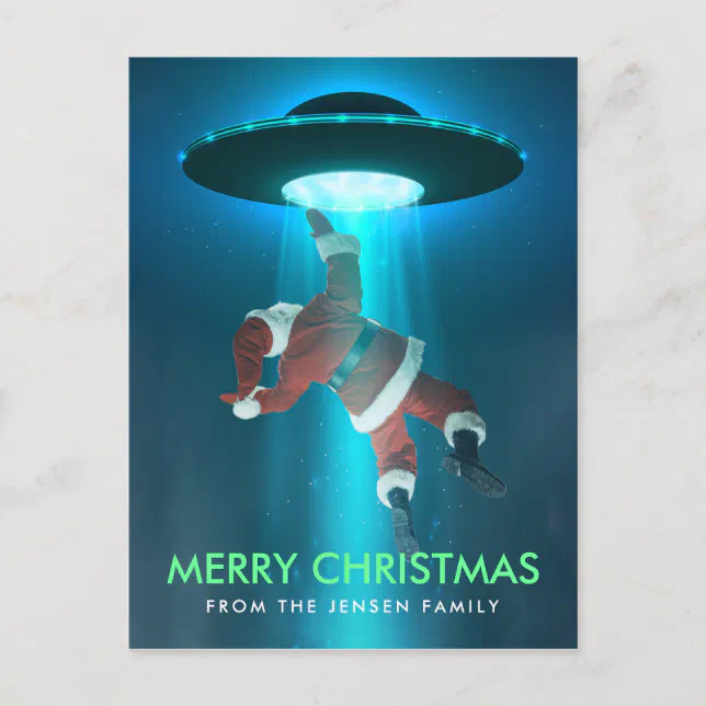 Funny Christmas Holiday Postcards | Santa UFO | Zazzle