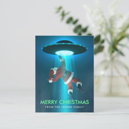 Funny Christmas Holiday Postcards | Santa UFO | Zazzle