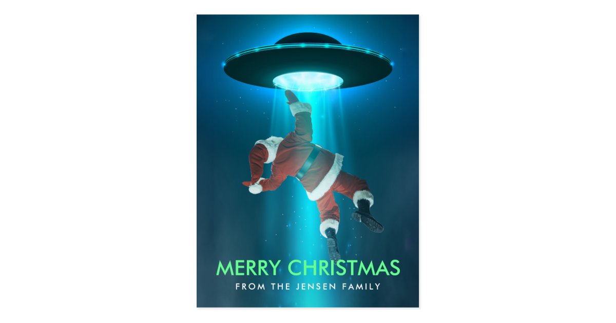 Funny Christmas Holiday Postcards | Santa UFO | Zazzle.com