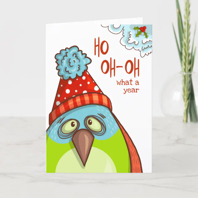Funny Christmas Holidays Sayings Festive Bird Holiday Card | Zazzle