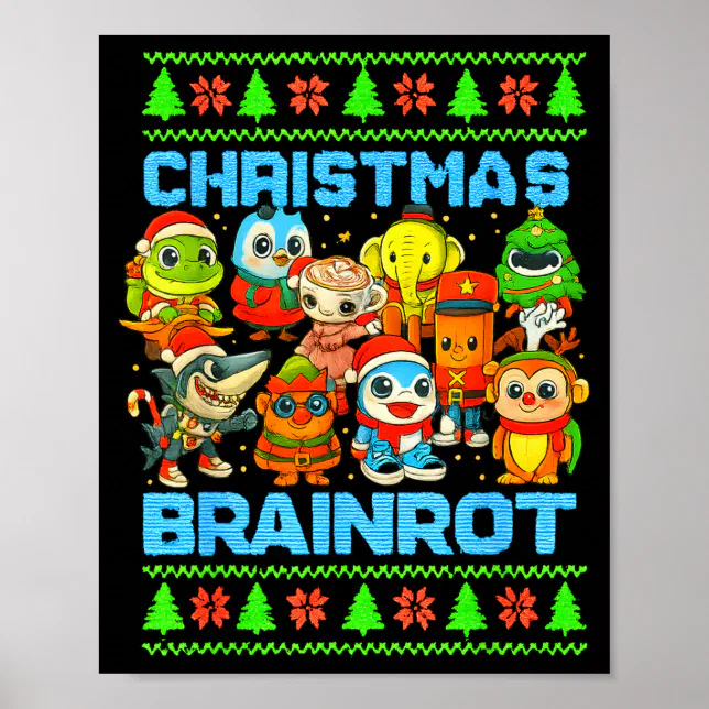 Funny Christmas Italian Brain Rot Italian Brainrot Poster | Zazzle