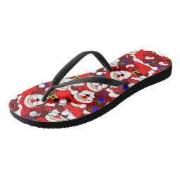 Funny Christmas Modern Whimsical Santa Collage Flip Flops | Zazzle