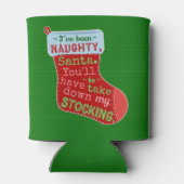 Funny Christmas Naughty Santa Claus Stocking Joke Can Cooler | Zazzle