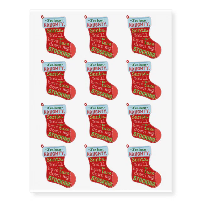 Funny Christmas Naughty Santa Claus Stocking Joke Temporary Tattoos ...