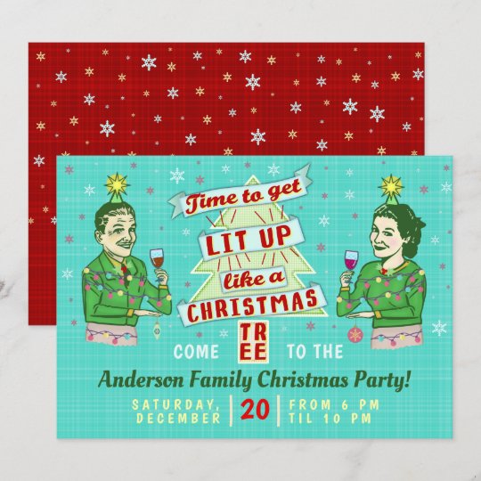Funny Christmas Party Retro Adult Drinking Holiday Invitation | Zazzle.com