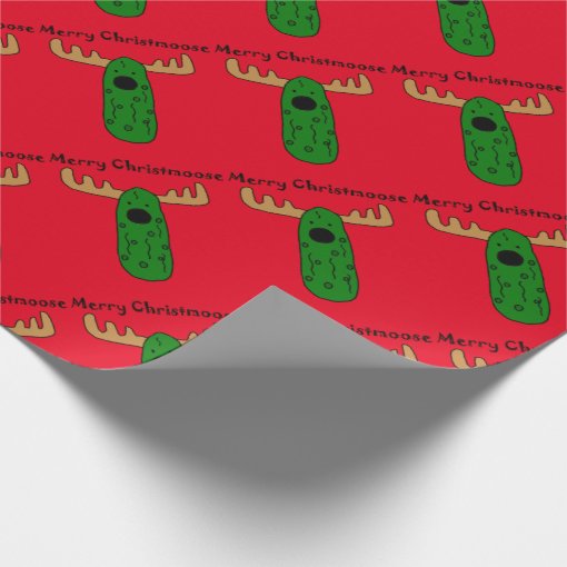 Funny Christmas Pickle Moose Cartoon Wrapping Paper | Zazzle