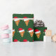 Funny Christmas Pizza Slices in Santa Hats Green Wrapping Paper | Zazzle
