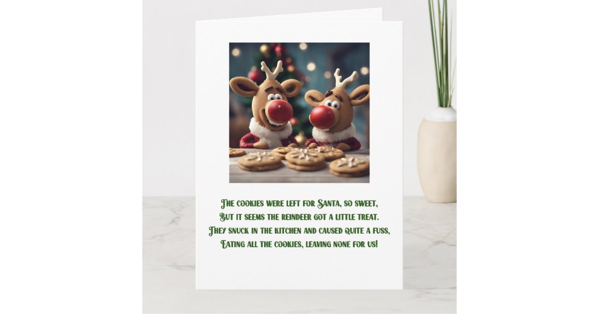 Funny Christmas Poem Cute Christmas Reindeer Card | Zazzle