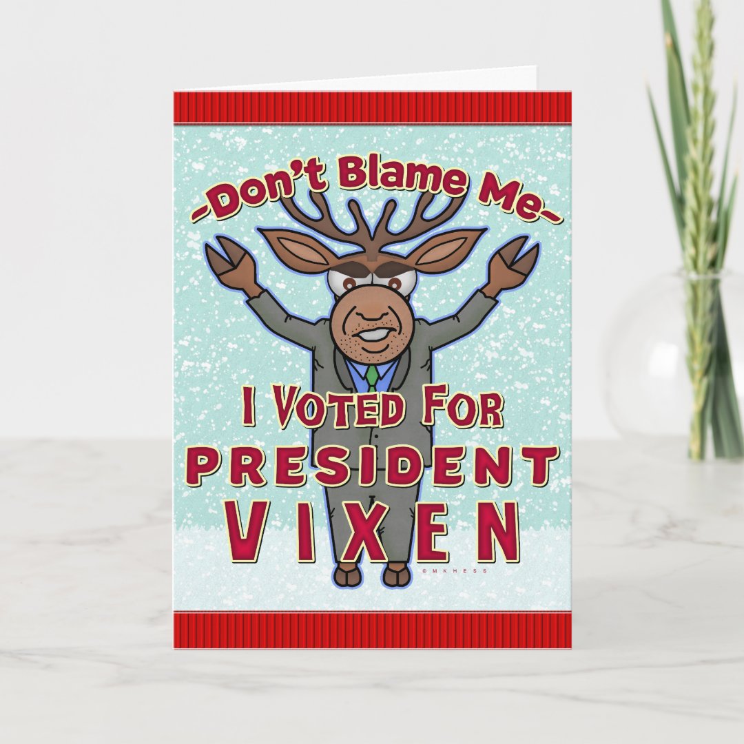 Funny Christmas President Vixen Reindeer Political Holiday Card | Zazzle