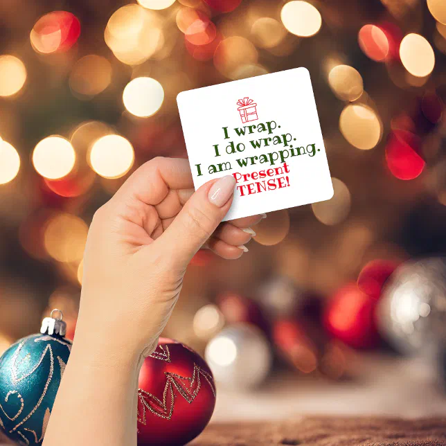 Funny Christmas Pun | Holiday Grammar Humor Square Sticker | Zazzle