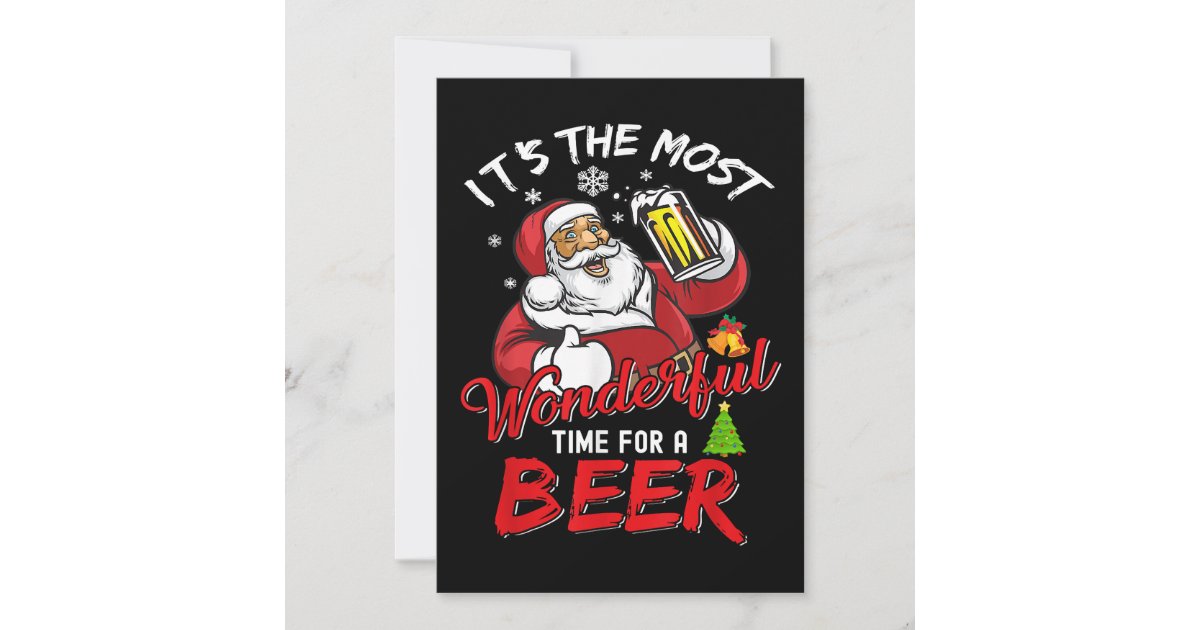 Funny Christmas Santa Claus Drinking Beer Wonderfu Invitation | Zazzle