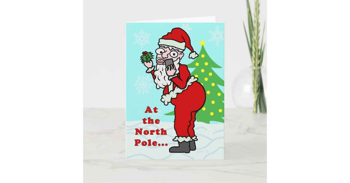 Funny Christmas Santa Claus Elfie Selfie Holiday Card | Zazzle