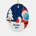 Funny Christmas Santa Claus in Face Mask Ceramic Ornament | Zazzle