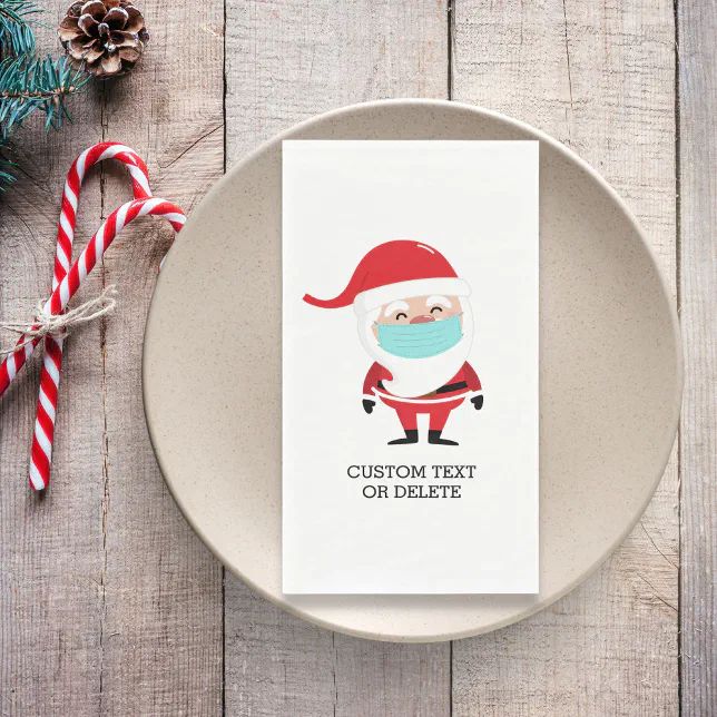 Funny Christmas Santa Claus in Face Mask Custom Paper Guest Towels | Zazzle