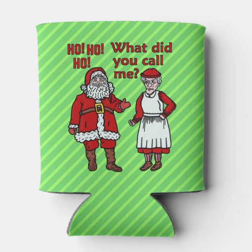 Funny Christmas Santa Claus & Mrs Holiday Joke Can Cooler | Zazzle