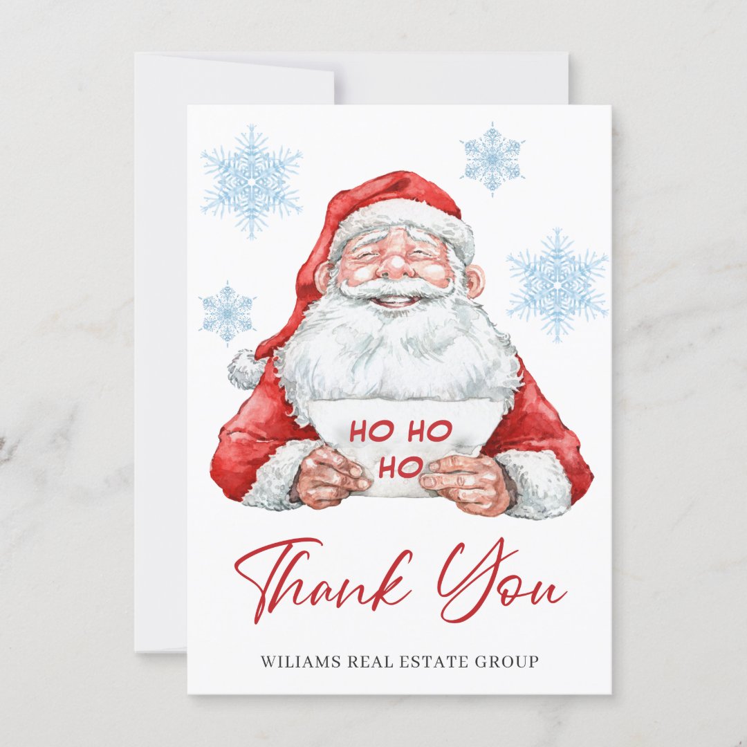 Funny Christmas Santa Claus Reindeer Thank You Card | Zazzle