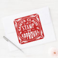 Funny Christmas Santa Claus Stamp of Approval Square Sticker | Zazzle