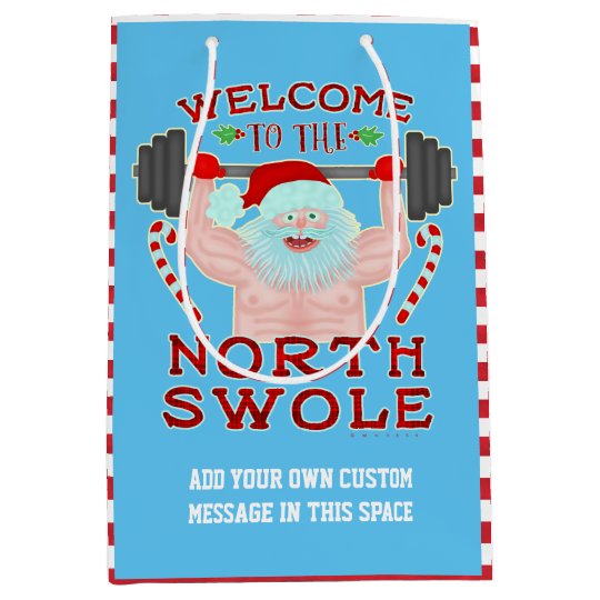Funny Christmas Santa Claus Swole Weightlifter Medium Gift Bag | Zazzle.com