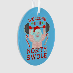 Funny Christmas Santa Claus Swole Weightlifter Ornament | Zazzle