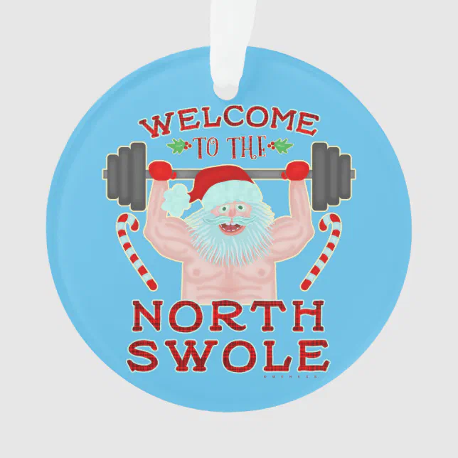 Funny Christmas Santa Claus Swole Weightlifter Ornament | Zazzle