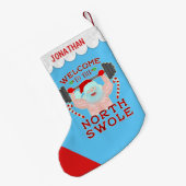 Funny Christmas Santa Claus Swole Weightlifter Small Christmas Stocking ...