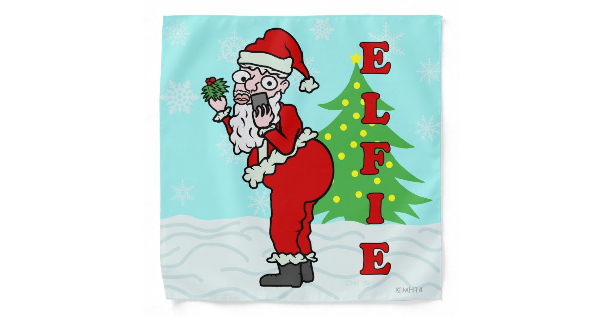 Funny Christmas Santa Elfie Bandana | Zazzle