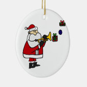 Funny Christmas Santa Playing Trumpet Ceramic Ornament | Zazzle