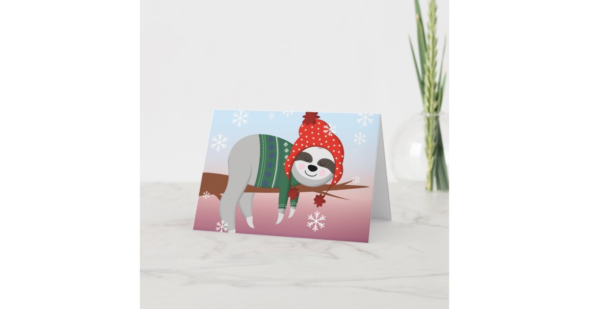 funny christmas sloth holiday card | Zazzle